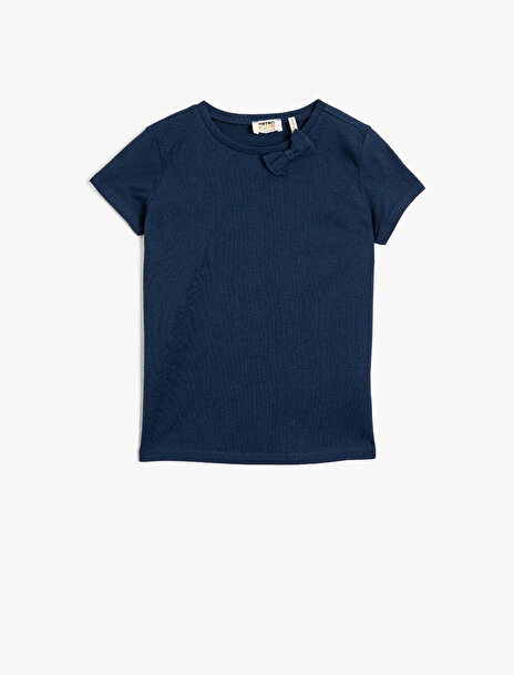 Koton Kız Çocuk Fiyonklu Tişört Pamuklu Kısa Kollu