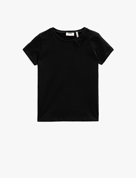 Koton Kız Çocuk Fiyonklu Tişört Pamuklu Kısa Kollu