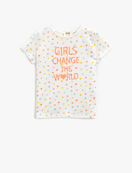 Koton Kız Çocuk Yazılı Baskılı Tişört