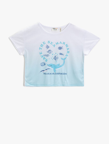 Koton Kız Çocuk Marmara Temalı Baskılı Tişört Pamuklu
