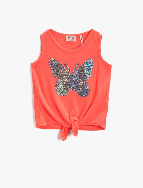 Koton Kız Çocuk Kelebek Baskılı Atlet Pullu Önden Bağlamalı