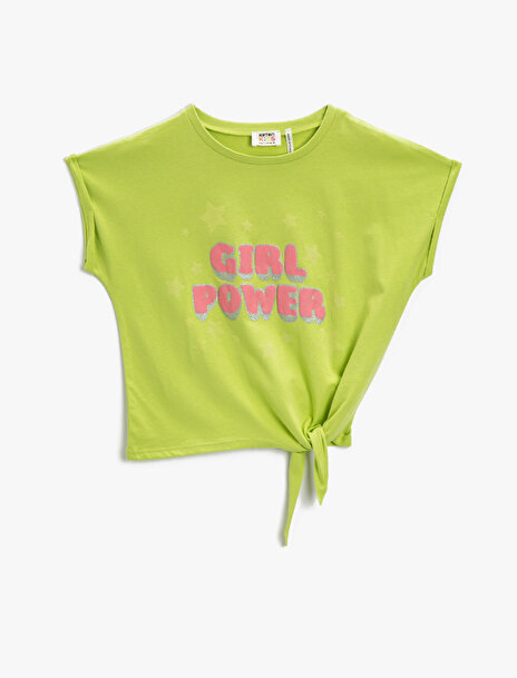 Koton Kız Çocuk Işıkta Değişen Baskılı Tişört Belden Bağlamalı Pamuklu Koton Kız Çocuk Işıkta Değişen Baskılı Tişört Belden Bağlamalı Pamuklu