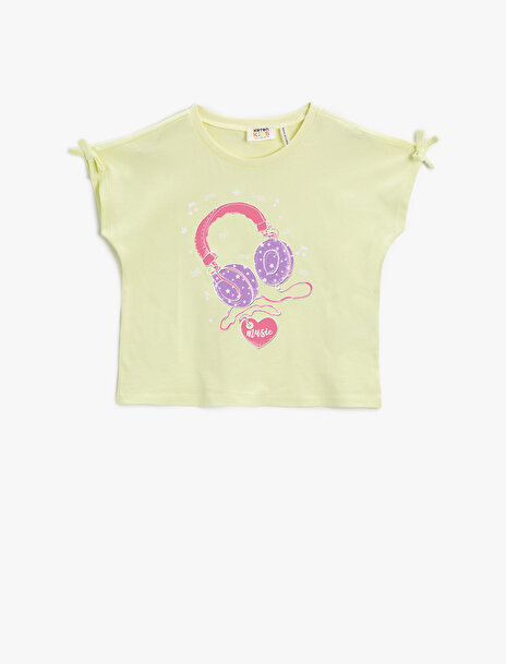 Koton Kız Çocuk Karanlıkta Parlayan Tişört Bisiklet Yaka Kısa Kollu Pamuklu