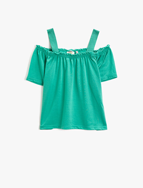 Koton Kız Çocuk Fırfırlı Tişört Omuz Detaylı