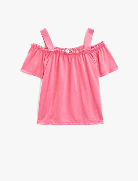 Koton Kız Çocuk Fırfırlı Tişört Omuz Detaylı