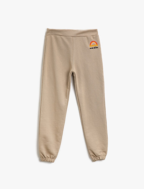 Koton Kız Çocuk İşlemeli Pamuklu Eşofman Altı