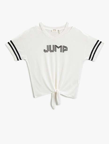 Koton Kız Çocuk Önden Bağlamalı Tişört Sloganlı