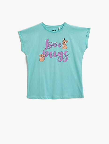 Koton Kız Çocuk Koton Love Tişört Pamuklu Baskılı Kısa Kollu