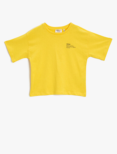 Koton Kız Çocuk Organik Pamuklu Baskili Tisört Bisiklet Yaka Kisa Kollu