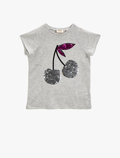 Koton Kız Çocuk Kısa Kollu Tişört Pullu