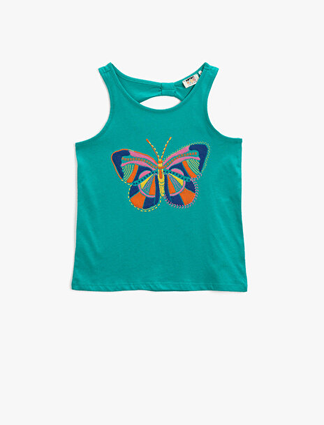 Koton Kız Çocuk Pencere Detaylı Atlet Pamuklu İşlemeli