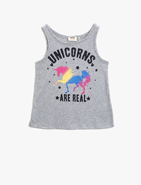 Koton Kız Çocuk Sloganlı Atlet Unicorn Baskılı Koton Kız Çocuk Sloganlı Atlet Unicorn Baskılı
