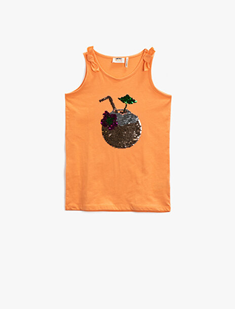 Koton Kız Çocuk Pullu Atlet Pamuklu Bisiklet Yaka