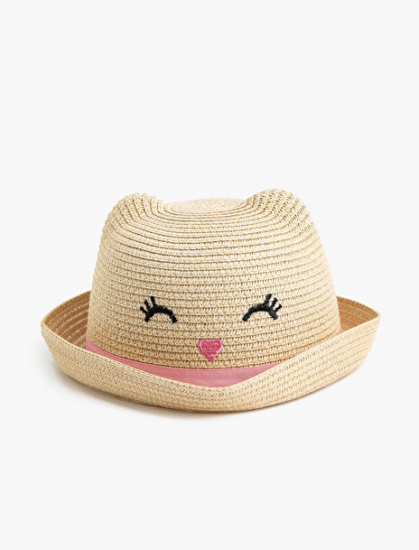 Koton Kız Çocuk 3D Aplikeli Hasır Şapka Kız Çocuk