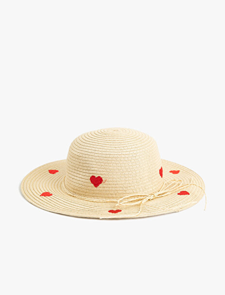 Koton Kız Çocuk Kalpli Hasır Şapka