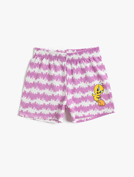 Koton Kız Çocuk Tweety Şort Lisanslı Pamuklu Desenli