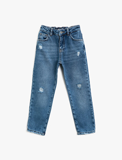 Koton Kız Çocuk Pamuklu Yırtık Jean Pantolon
