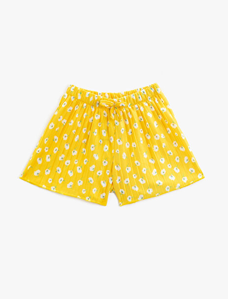 Koton Kız Çocuk Çiçekli Şort Pileli Belden Bağlamalı