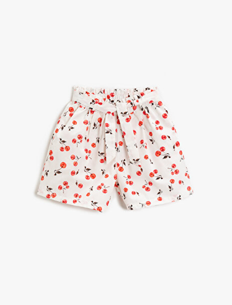 Koton Kız Çocuk Desenli Şort Kuşaklı Pamuklu Koton Kız Çocuk Desenli Şort Kuşaklı Pamuklu