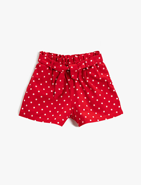 Koton Kız Çocuk Kemerli Şort Pamuklu Puantiyeli