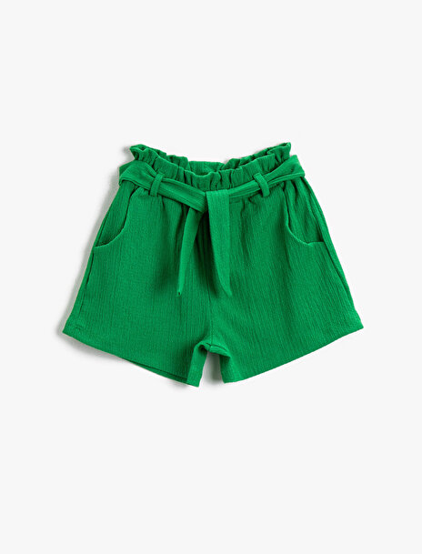 Koton Kız Çocuk Kemerli Şort Cepli Fırfırlı