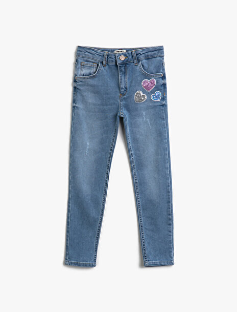 Koton Kız Çocuk Pullu Pamuklu Jean Pantolon