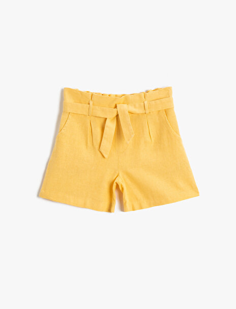Koton Kız Çocuk Keten Şort Belden Bağlamalı