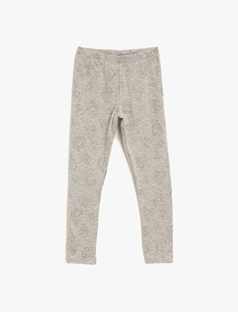 Koton Kız Çocuk Simli Baskılı Normal Bel Tayt