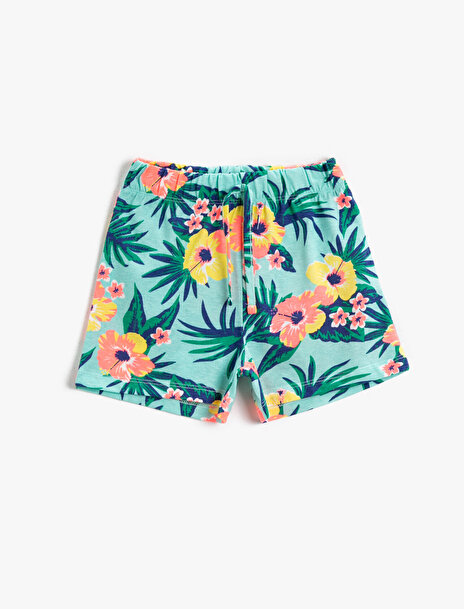 Koton Kız Çocuk Tropikal Desenli Şort Pamuklu
