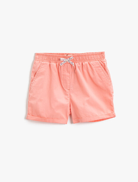 Koton Kız Çocuk Cepli Şort Pamuklu Beli Fiyonklu