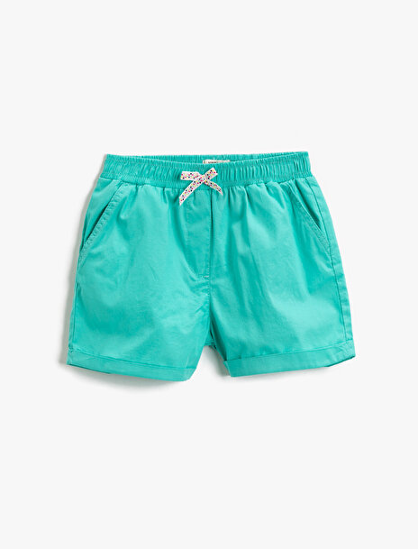 Koton Kız Çocuk Cepli Şort Pamuklu Beli Fiyonklu