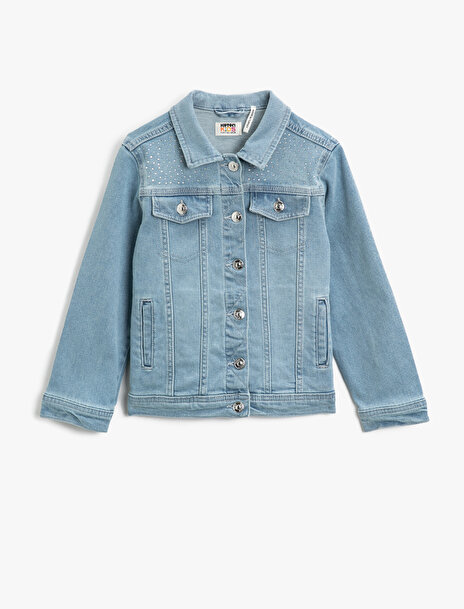 Koton Kız Çocuk Taşlı Cepli Klasik Yaka Pamuklu Jean Ceket Koton Kız Çocuk Taşlı Cepli Klasik Yaka Pamuklu Jean Ceket
