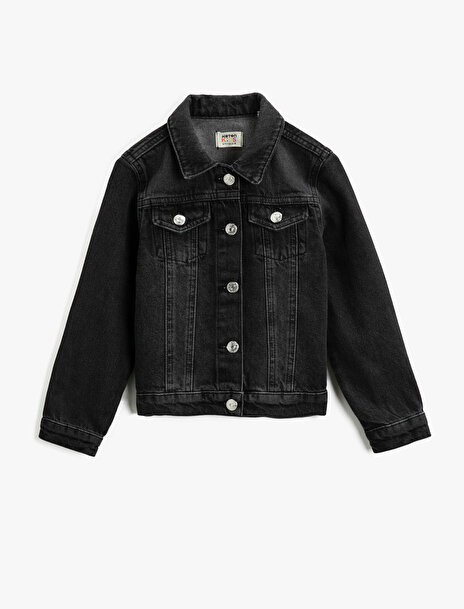 Koton Kız Çocuk Klasik Yaka Cepli Pamuklu Jean Ceket Koton Kız Çocuk Klasik Yaka Cepli Pamuklu Jean Ceket