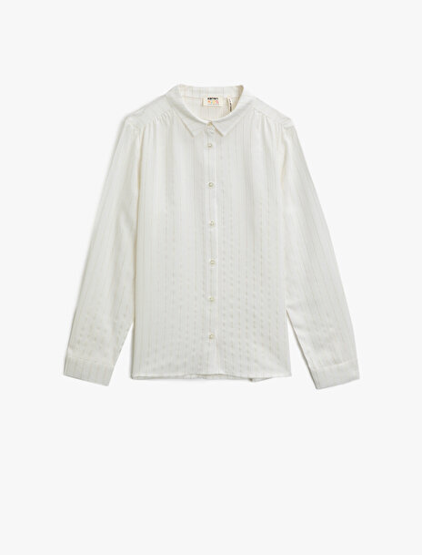 Koton Kız Çocuk Çizgili Klasik Yaka Uzun Kollu Gömlek