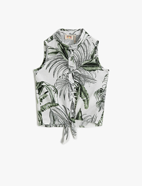 Koton Kız Çocuk Kolsuz Gömlek Baskılı Belden Bağlamalı