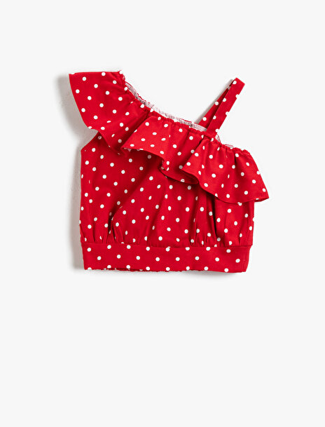 Koton Kız Çocuk Puantiyeli Bluz Fırfırlı Pamuklu