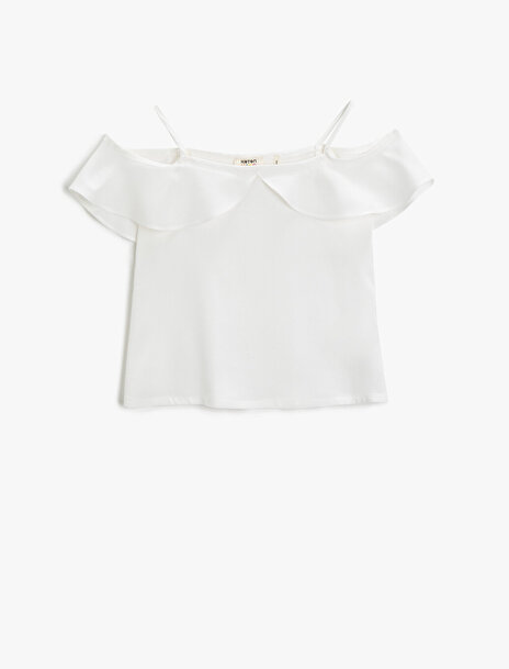 Koton Kız Çocuk Askılı Bluz Fırfır Yakalı