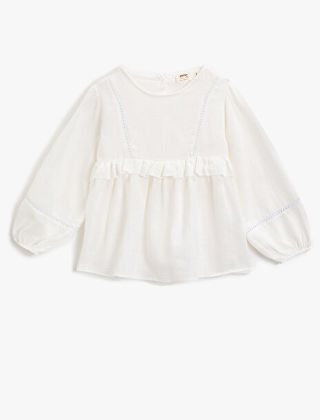 Koton Kız Çocuk Fırfırlı Pamuklu Uzun Kollu Bluz
