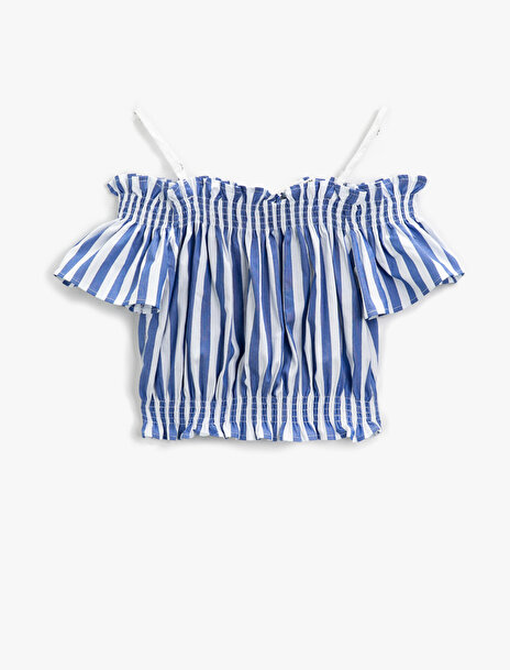 Koton Kız Çocuk Çizgili Bluz Askılı Pamuklu