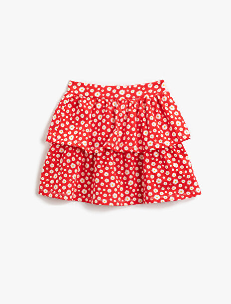 Koton Kız Çocuk Çiçekli Etek Pamuklu Katlı