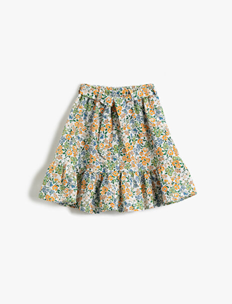 Koton Kız Çocuk Çiçekli Etek Kemerli Pamuklu