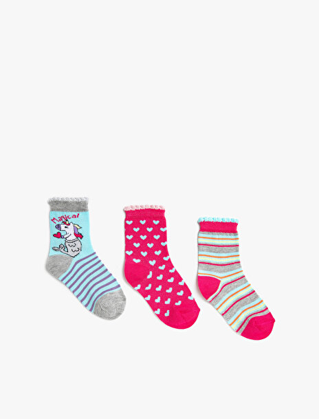 Koton Kız Çocuk Kız Çocuk Unicorn Çorap Seti Desenli Çizgili
