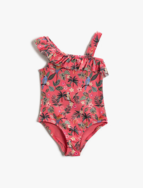 Koton Kız Çocuk Fırfır Detaylı Mayo Baskılı