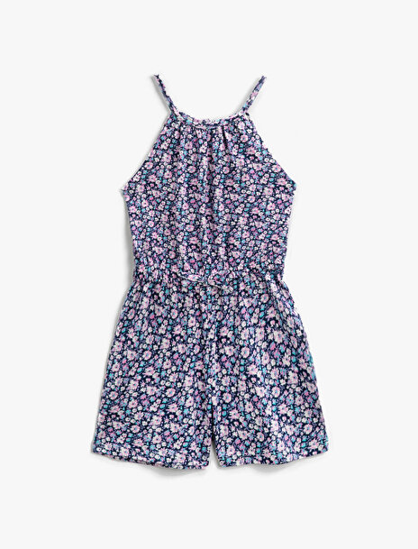 Koton Kız Çocuk Çiçekli Tulum Kısa Pamuklu Askılı