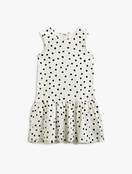 Koton Kız Çocuk Puantiyeli Elbise Kolsuz Bisiklet Yaka