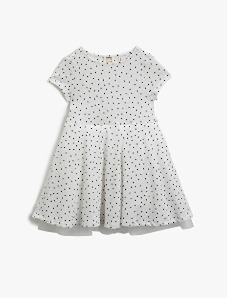 Koton Kız Çocuk Puantiyeli Elbise Kısa Kollu Bisiklet Yaka