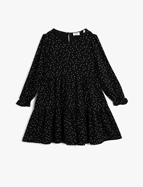 Koton Kız Çocuk Puantiyeli Uzun Kollu Bisiklet Yaka Elbise