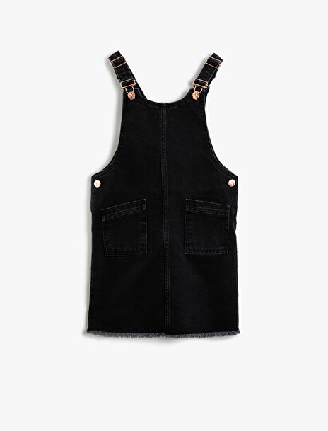 Koton Kız Çocuk Cepli Jean Elbise Pamuklu Askılı