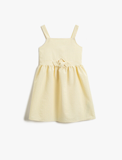 Koton Kız Çocuk Kareli Elbise Kurdele Detaylı Koton Kız Çocuk Kareli Elbise Kurdele Detaylı