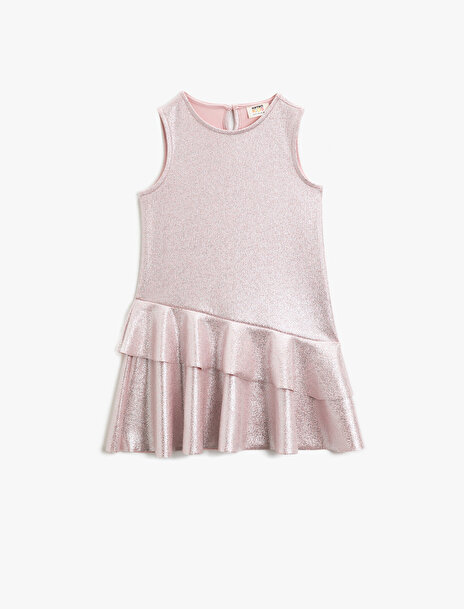 Koton Kız Çocuk Bisiklet Yaka Elbise Kolsuz Katlı